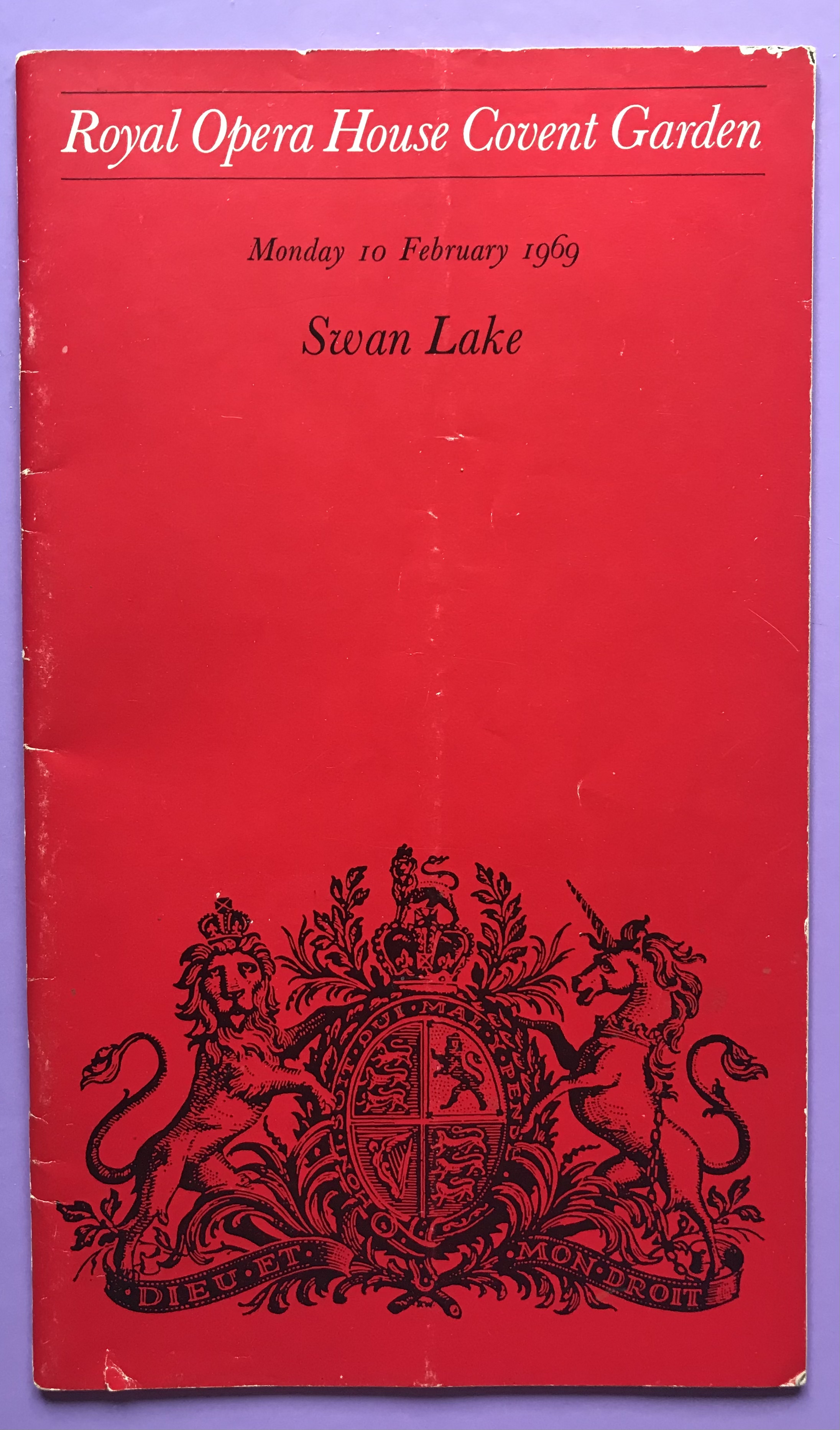 Swan Lake, The Royal Ballet- Monday 10th February 1969 | Madeleine's Stage